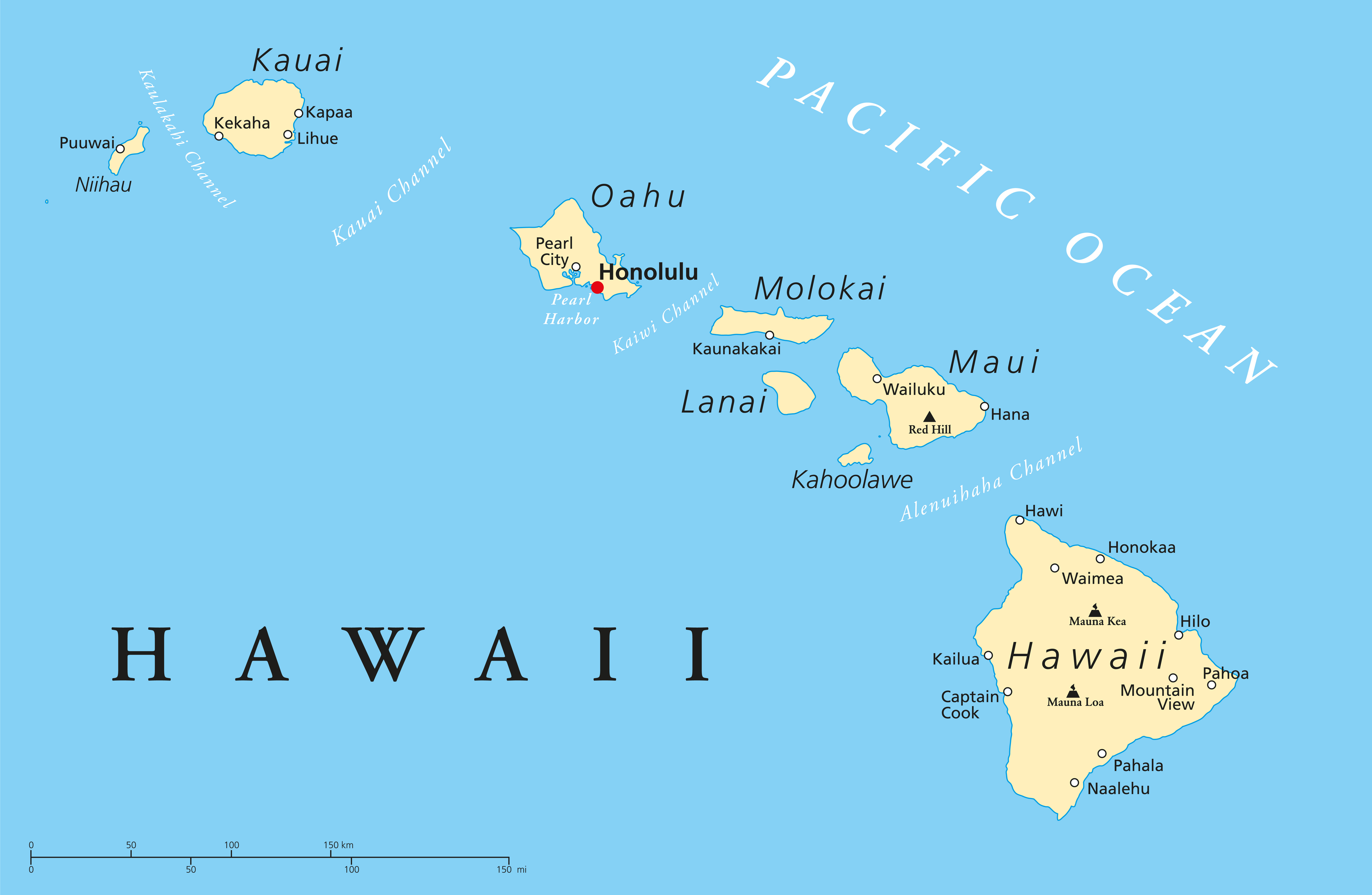 Hawaii Islands Political Map | 夏威夷檀香山 - 檀報官網